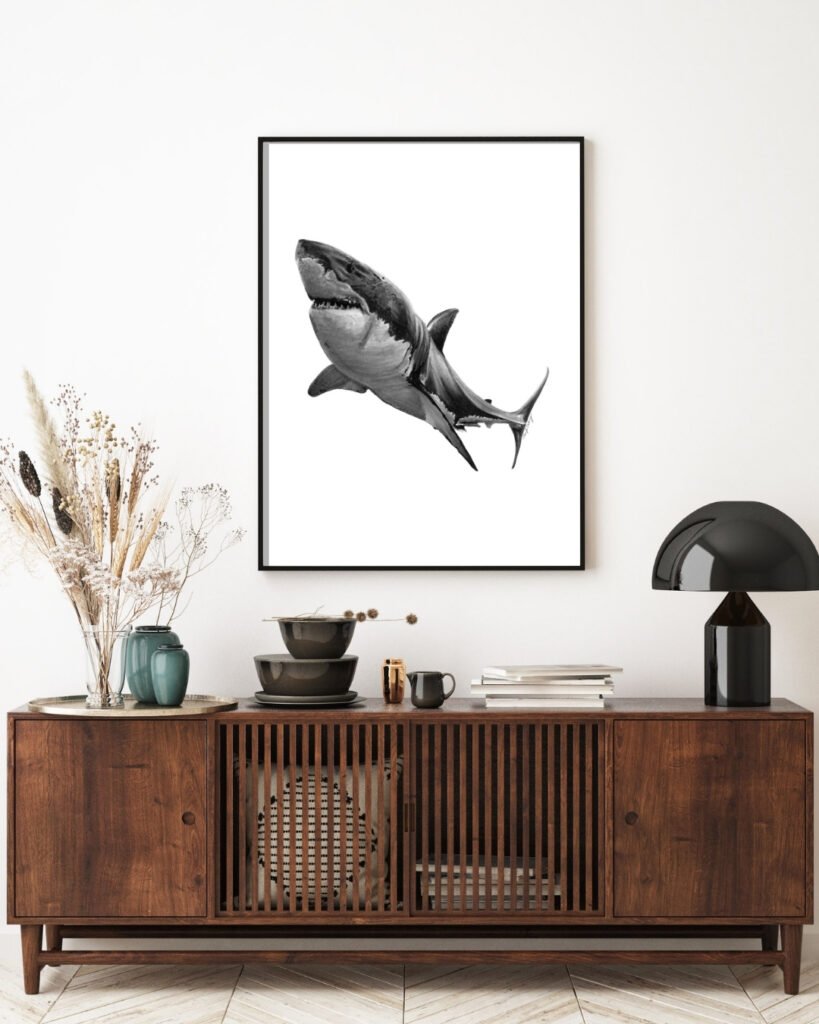 Shark Poster | Pen On Paper Co | 24x36 | Animal Ink Sketch Art ...